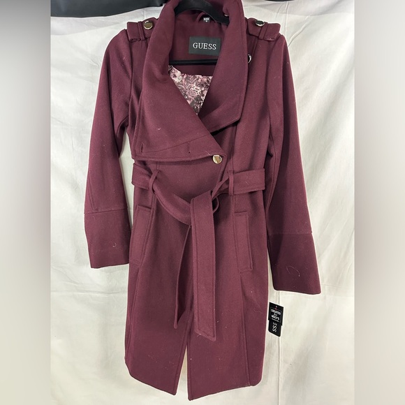 Guess | Jackets & Coats | Guess Womens Belted Asymmetrical Wool Walker ...